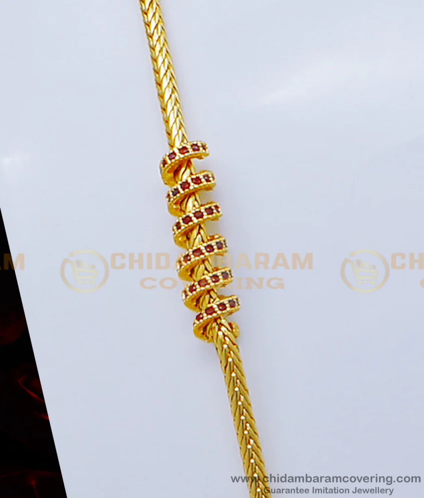 Buy Trendy Ruby Stone Spiral Thali Kodi One Gram Gold Mugappu Chain Designs